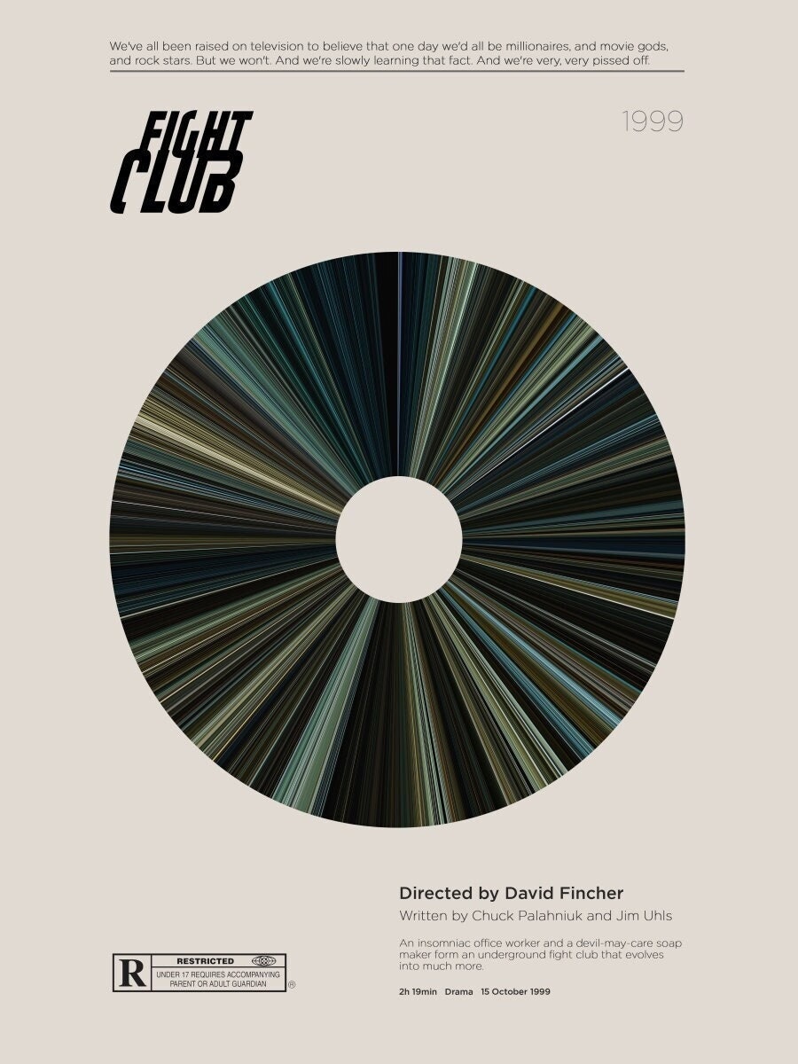Fight Club | Movie Barcode Poster — Print, Movie Poster, Retro, Wall ...