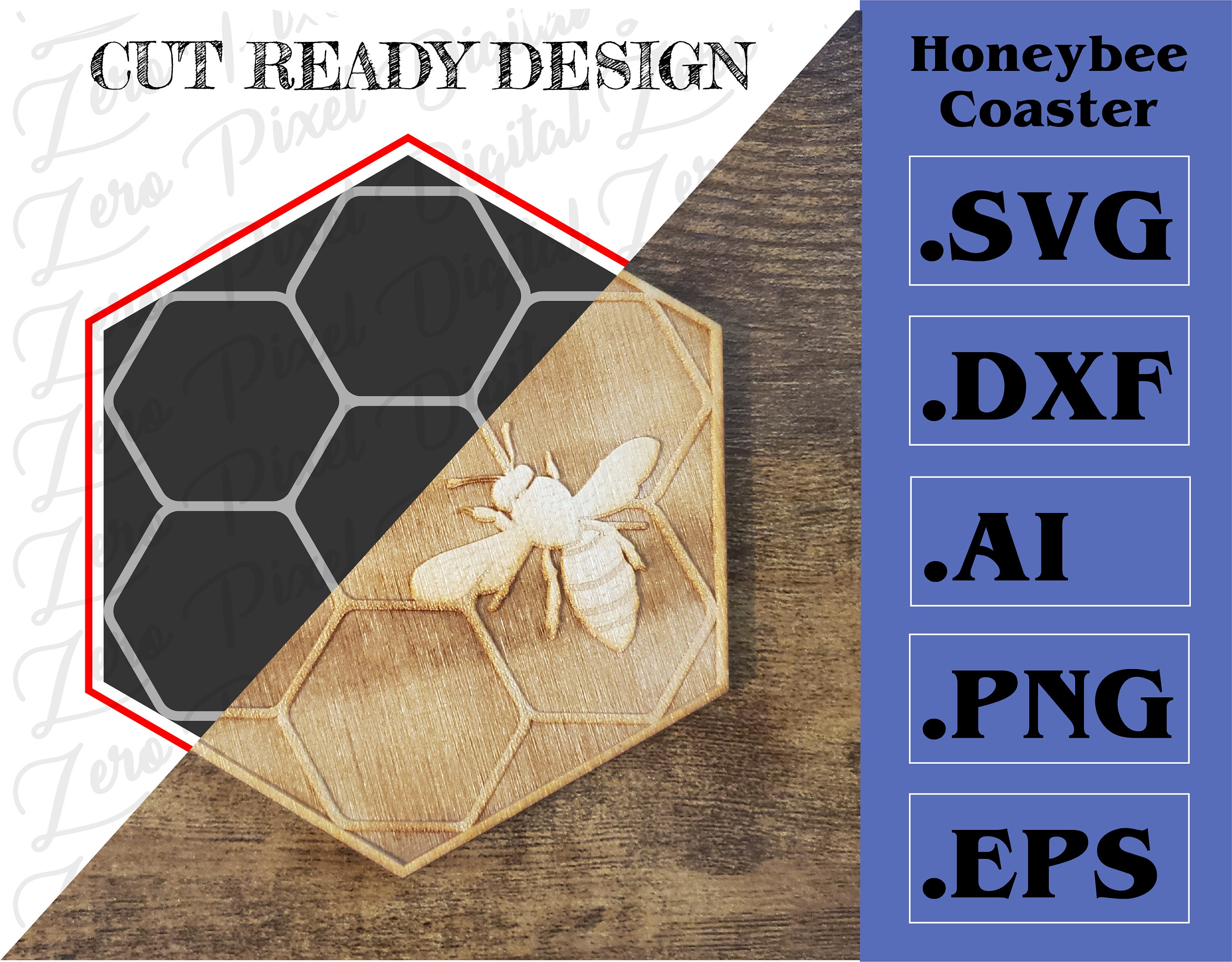 Honeycomb Bee Coaster Files (svg, Dxf, Ai, Png, Eps) - Etsy