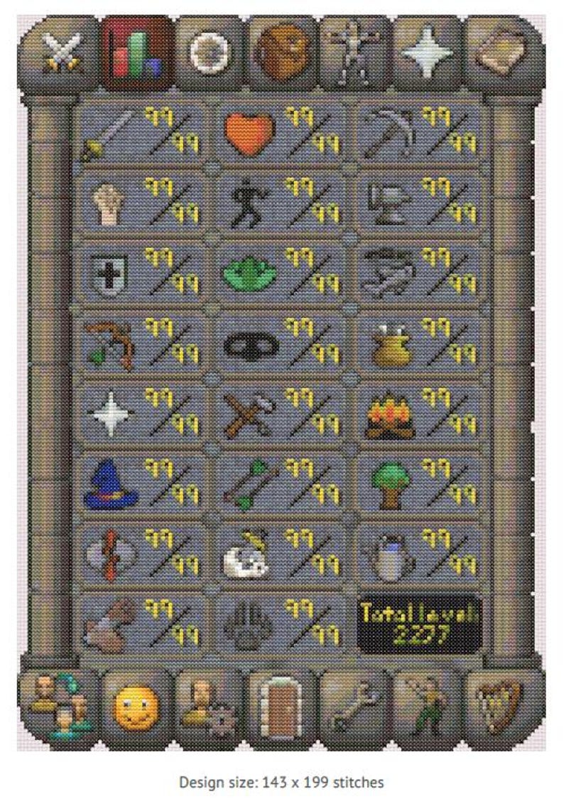 OSRS Max Skills Cross Stitch Pattern / Instant PDF Download - Etsy