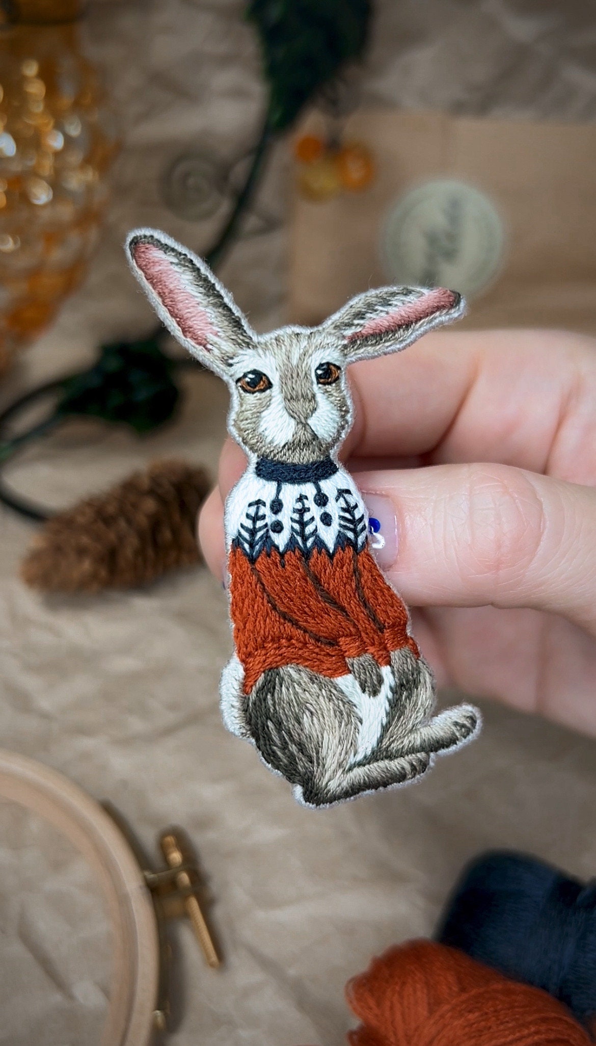 Brooch the Hare Hand Embroidery - Etsy