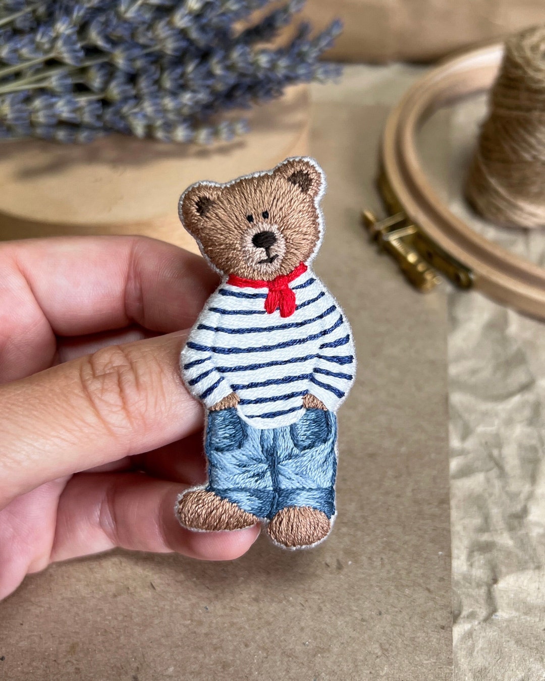 Brooch Teddy Bear, Hand Embroidery !!!handcrafted-to-order - Etsy