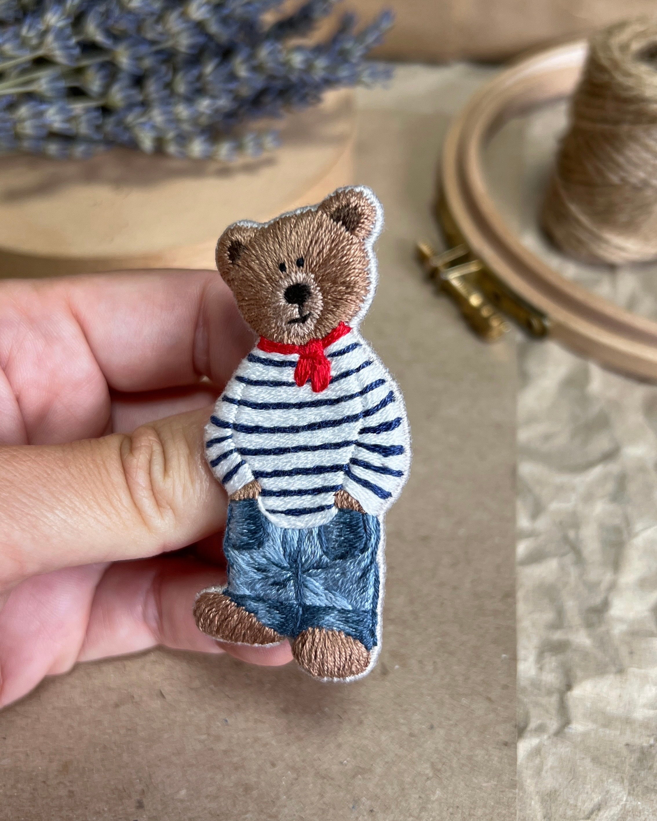 Brooch Teddy Bear, Hand Embroidery !!!handcrafted-to-order - Etsy UK