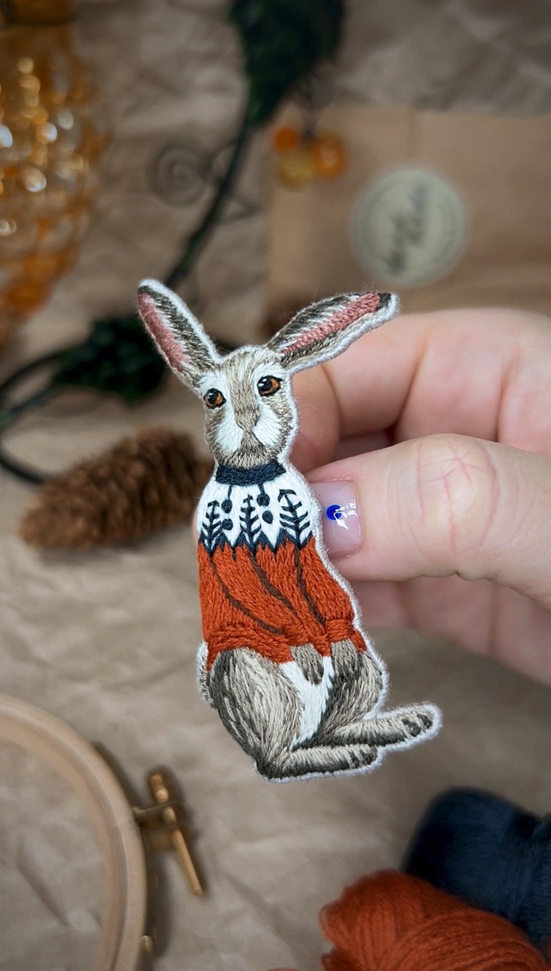 Brooch the Hare, Hand Embroidery !!!handcrafted-to-order - Etsy