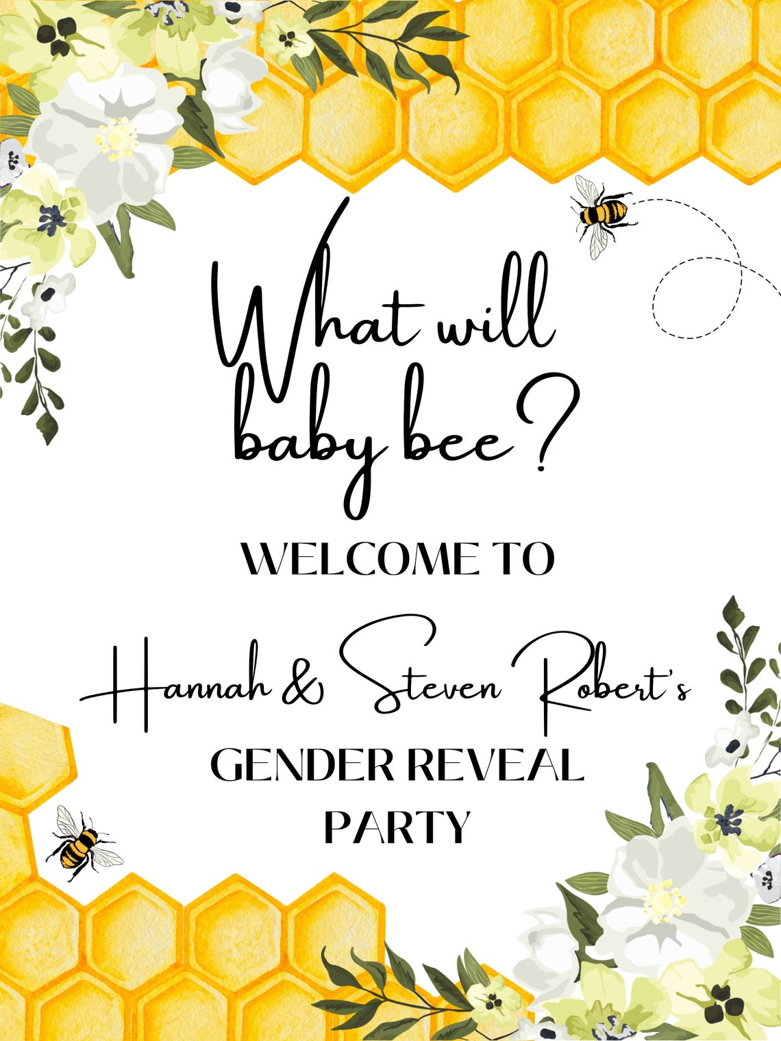 What Will Baby Bee Gender Reveal Sign, Welcome Sign, Yard Sign, Gender ...