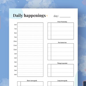 Colorful Daily Planner Printable, Fillable PDF, A4, A5, Letter Sizes ...