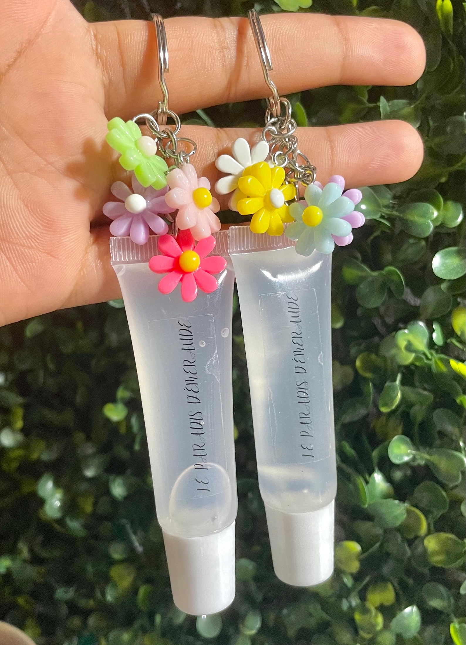 Colorful Flower Keychain With Lip Gloss | Clear Lip Gloss | Best Seller ...