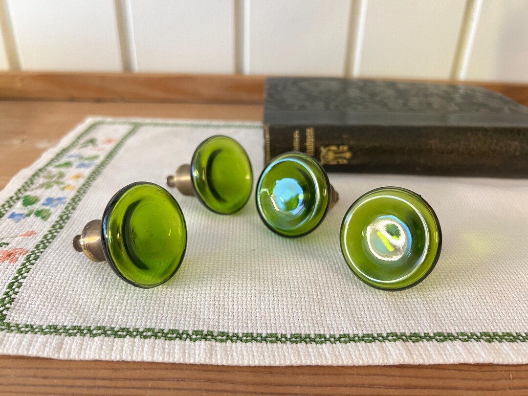Verrina Sweden Drawer Knobs | Set of 4 Scandinavian Green Glass | Nordic Home Interior 1970s - Etsy