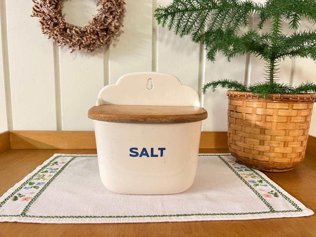 Aluminia Salt Cellar | Old Danish Kitchen Salt Container in Faience ...