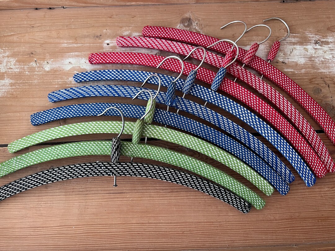 9x Vintage Coat Hanger Fabric Covered Clothes Hangers Mid Century ...