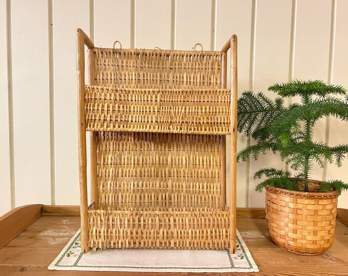 Vintage Wicker Shelf | Rattan Wallhang | Bohemian Display | 1970s ...