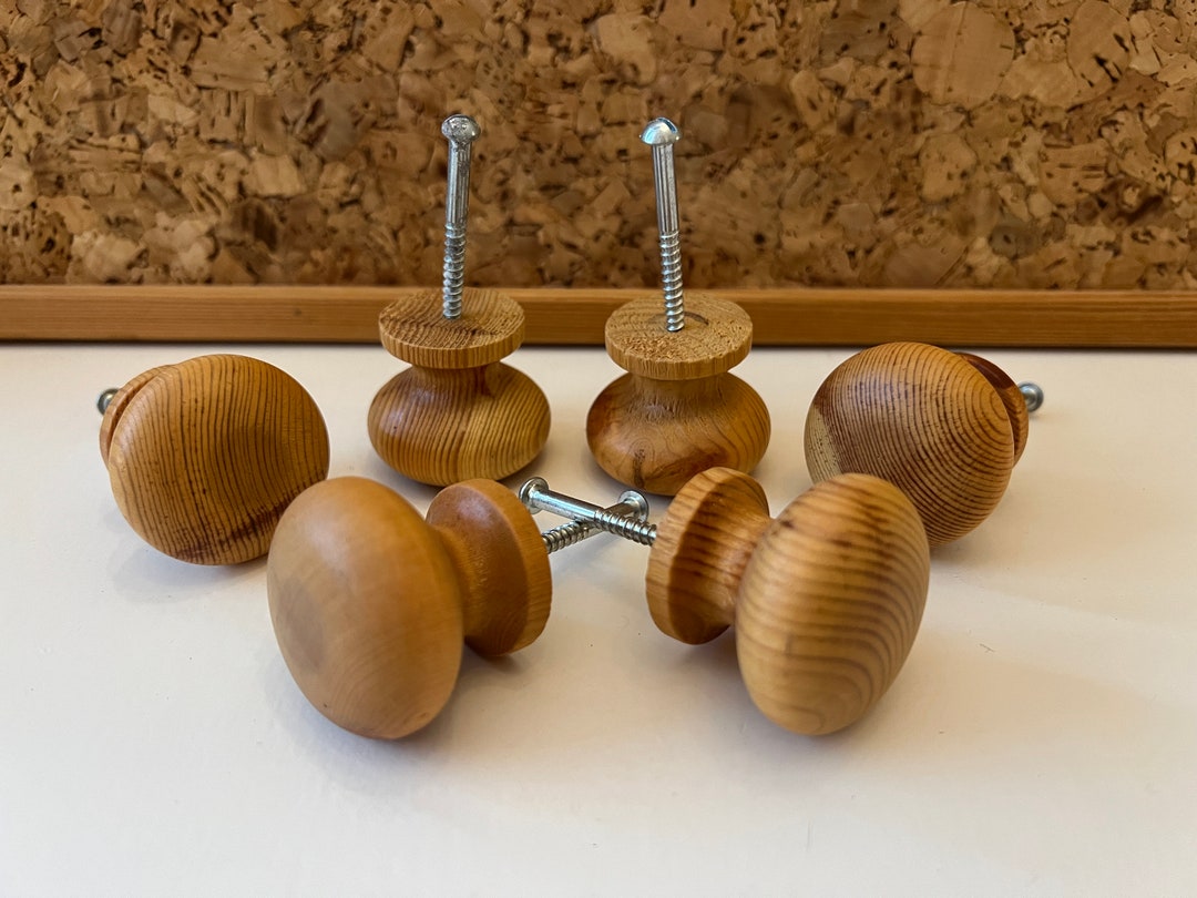 Vintage Pine Drawer Knobs Set of 6 Scandinavian Bohemian Wooden Knobs Nordic Home Interior 1970s ...