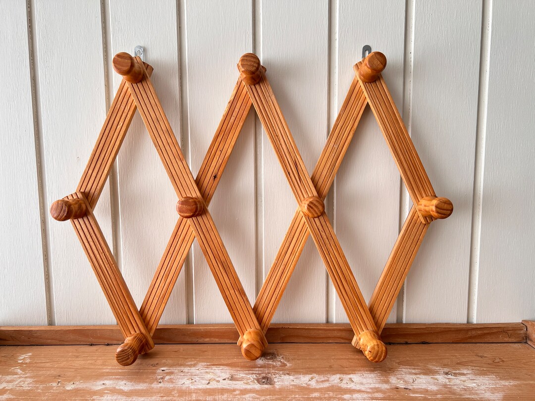Danish Pine Scissor Coat Rack Extendable Peg Rag - Etsy