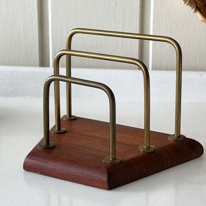 Vintage Danish Modern Small Letter Holder Wooden Desk Organizer Mid ...