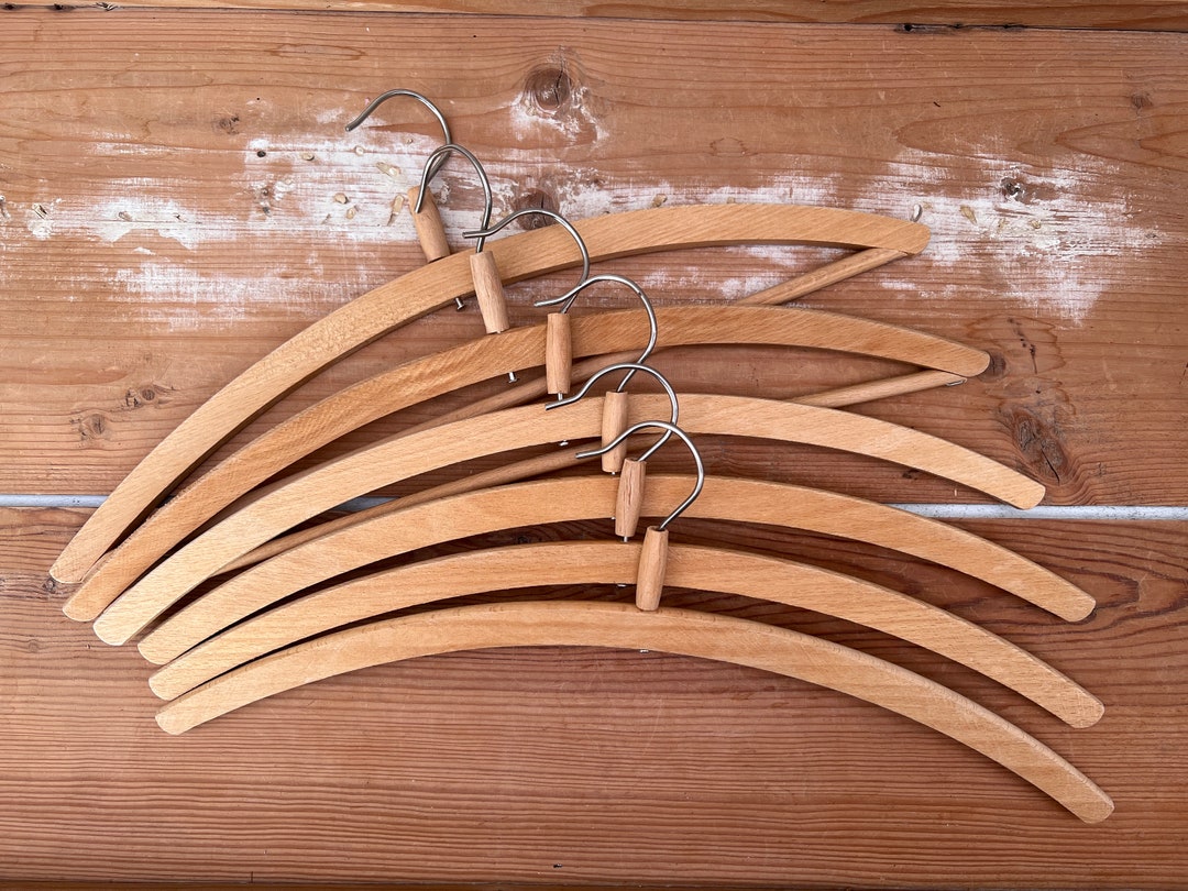 6x Vintage Coat Hanger | Pine Wood Clothes Hangers | Mid Century Modern ...