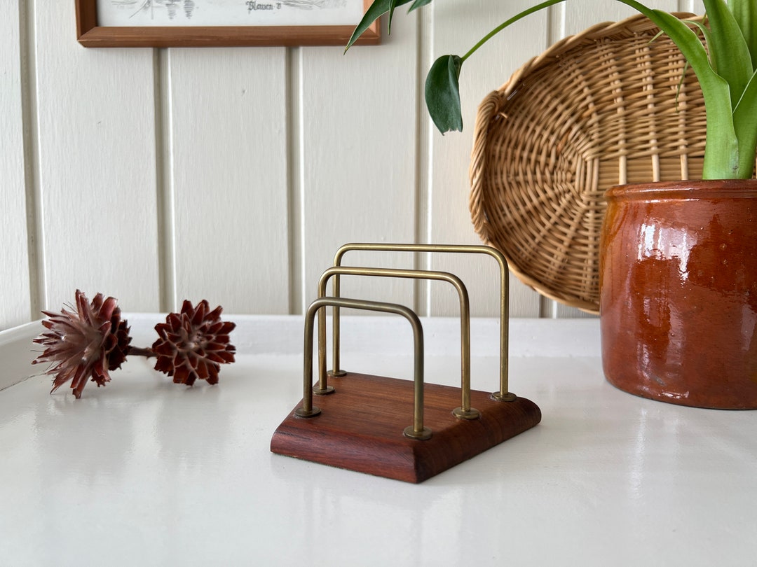 Vintage Danish Modern Small Letter Holder Wooden Desk Organizer Mid ...