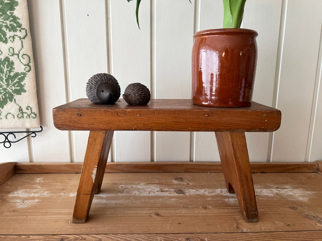 Antique Wooden Step Stool Old Danish Farmhouse Furniture Country ...