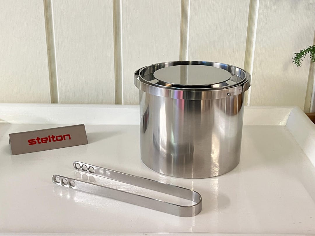 Stelton Cylinda Line Ice Bucket With Ice Tong Small Size 1 Liter Arne ...