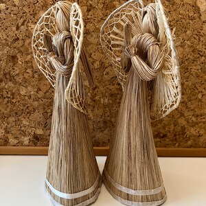 Straw Wicker Tree Topper Angels Set of 2 Angels Scandinavian Christmas ...