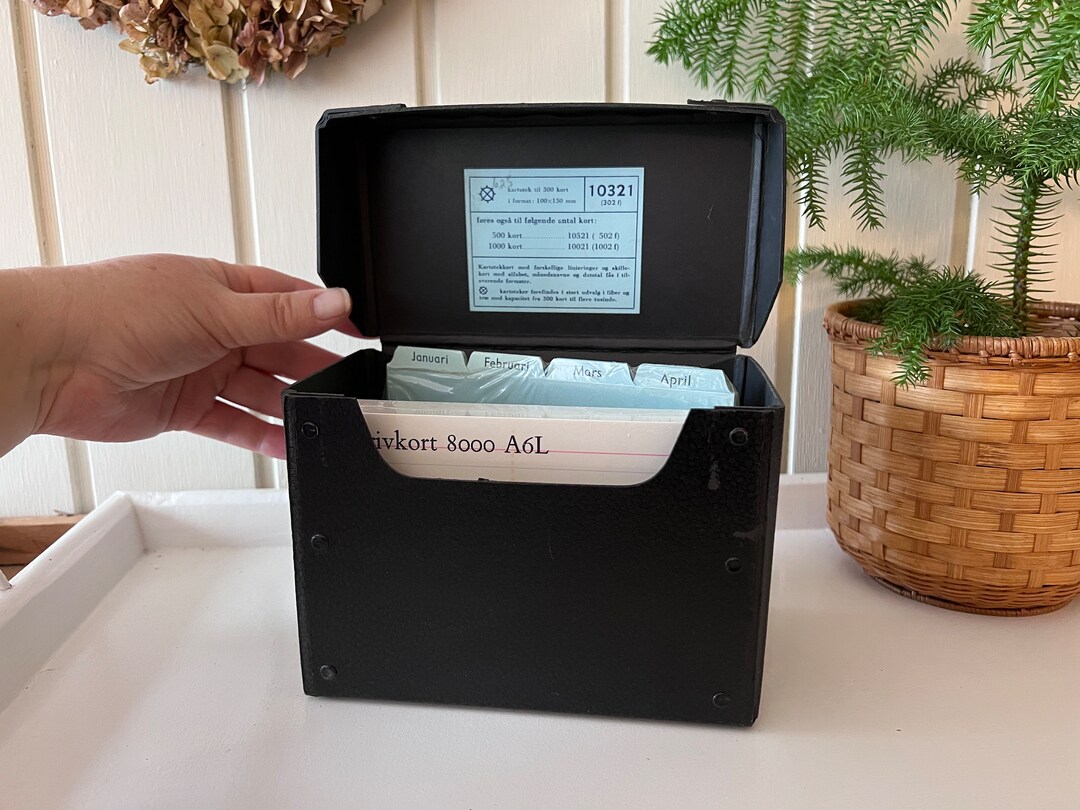 Vintage Cardbord File Box Desk Organizer Index Card Holder New Old ...