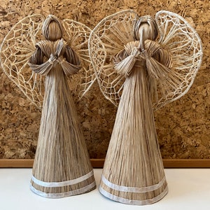 Straw Wicker Tree Topper Angels Set of 2 Angels Scandinavian Christmas ...