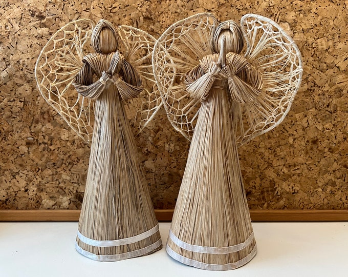 Straw Wicker Tree Topper Angels | Set of 2 Angels | Scandinavian ...