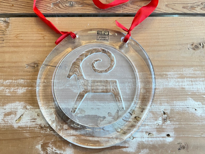 Vintage Nybro Glasbruk Suncatcher by Paul Isling Straw Goat - Etsy