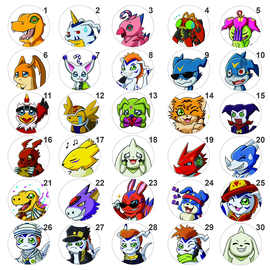 Digimon Buttons shiny Emojis Digimon - Etsy
