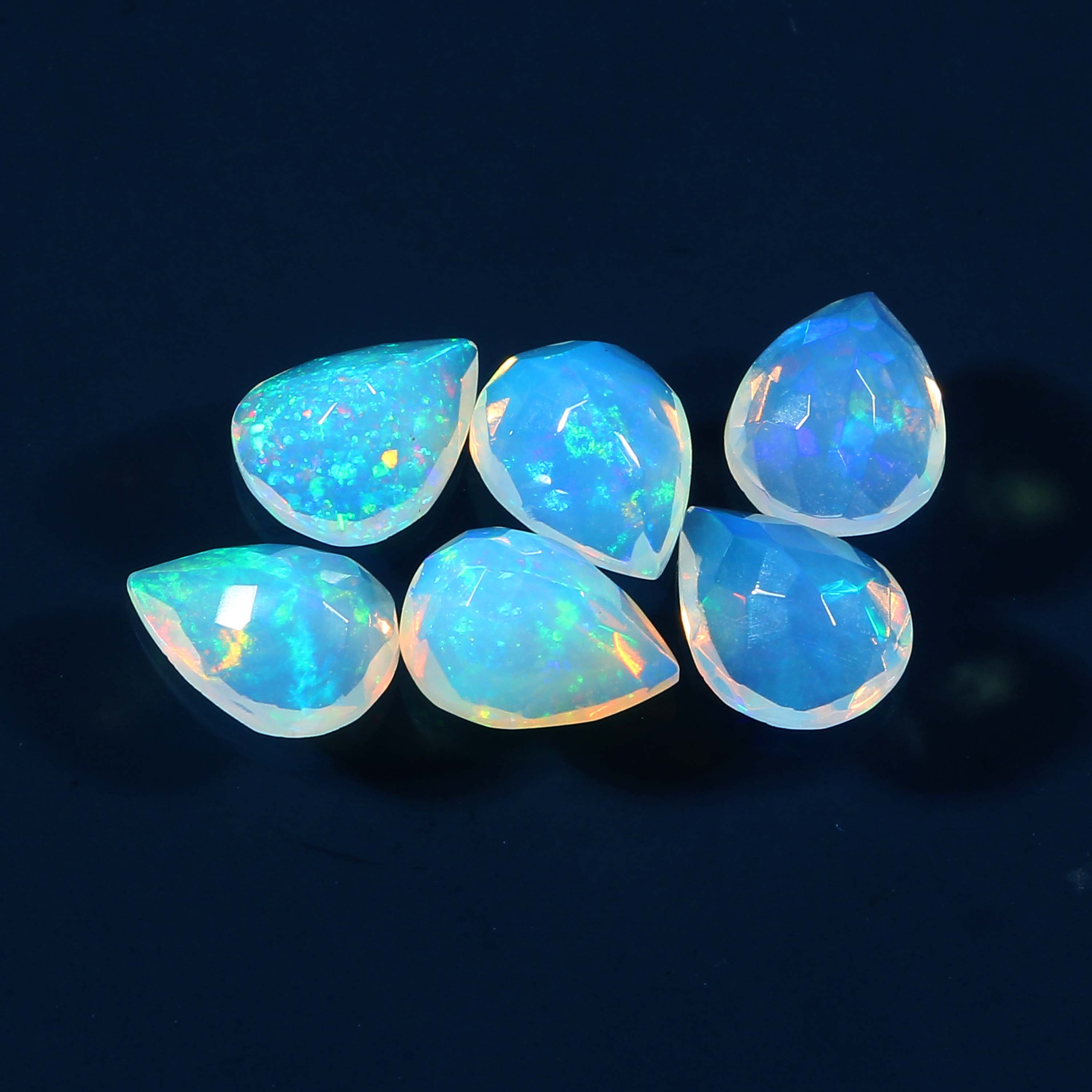 6 piezas 7x9mm azul etíope ópalo facetado pear ópalo piedra | Etsy