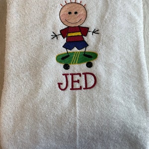 Stick Figure Towel, Kids Personalized BATH Towels, Custom Bath Towel ...