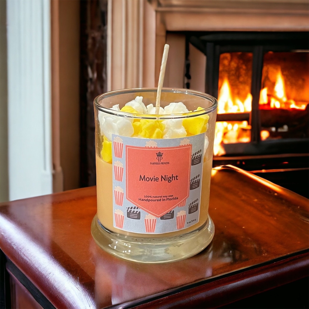 Movie Night Candle Caramel Popcorn Scented Candle Soy Wax Candle Food ...