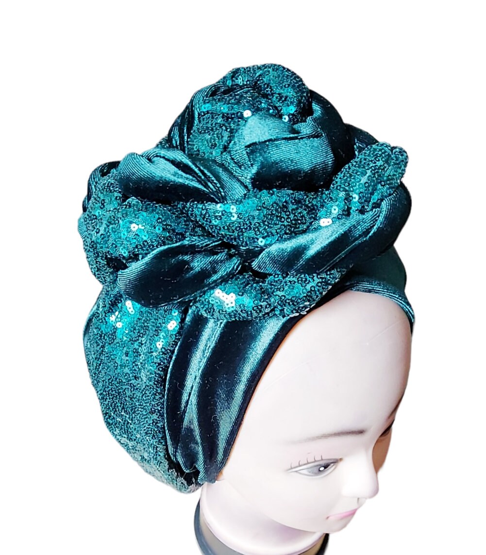 Sequin Velvet Velour Turban Cap for Women, - Etsy