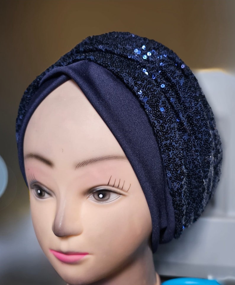 African Auto Gele, Premium Sequence Cap,turban Cap for Women, Instant ...