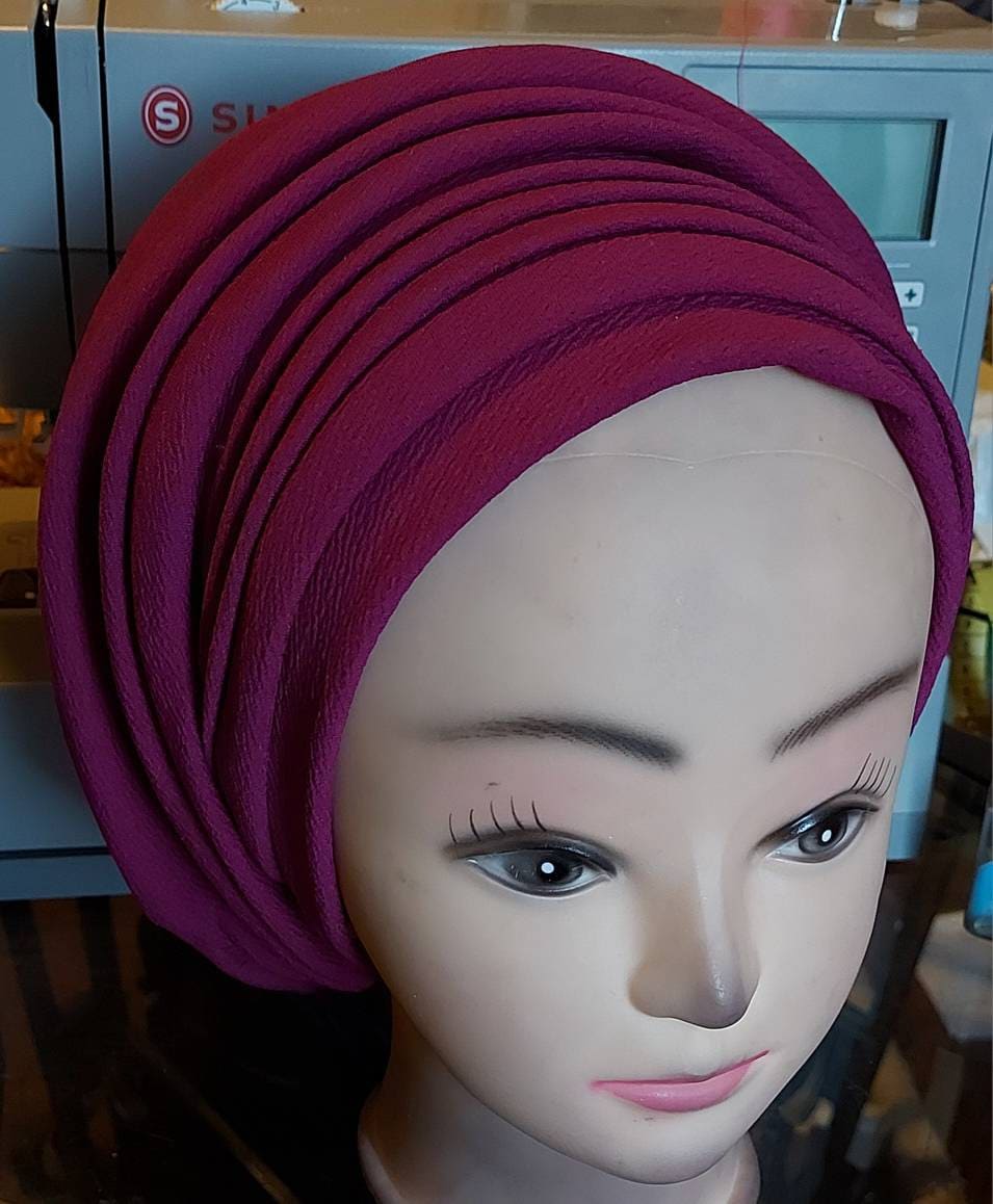 Premium Autogele Turban Cap, Fuschsia Purple Auto Gele, African Nigeria ...