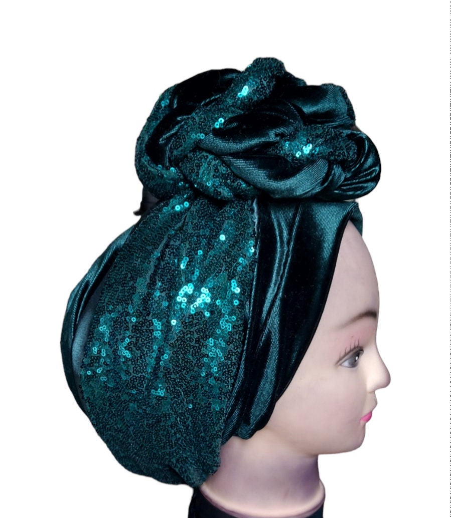 Sequin Velvet Velour Turban Cap for Women, - Etsy
