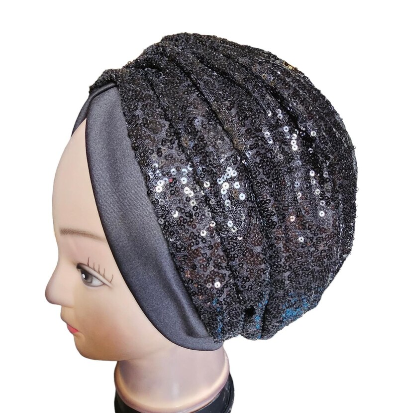 African Auto Gele, Premium Sequence Cap,turban Cap for Women, Instant ...