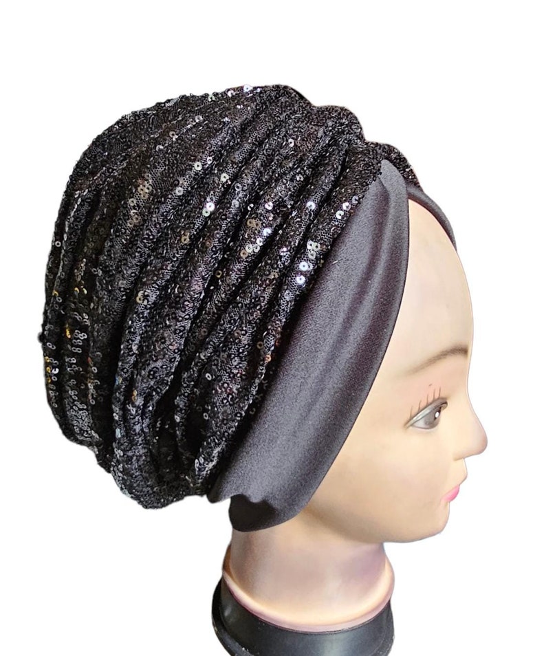 African Auto Gele, Premium Sequence Cap,turban Cap for Women, Instant ...