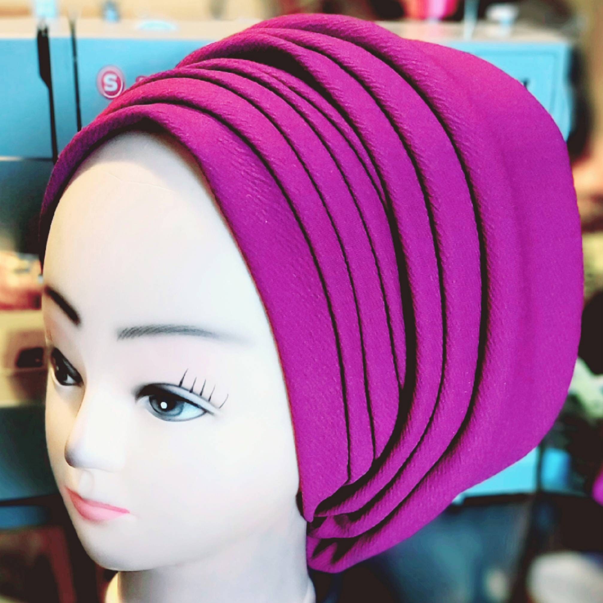 Premium Autogele Turban Cap, Fuschsia Purple Auto Gele, African Nigeria ...
