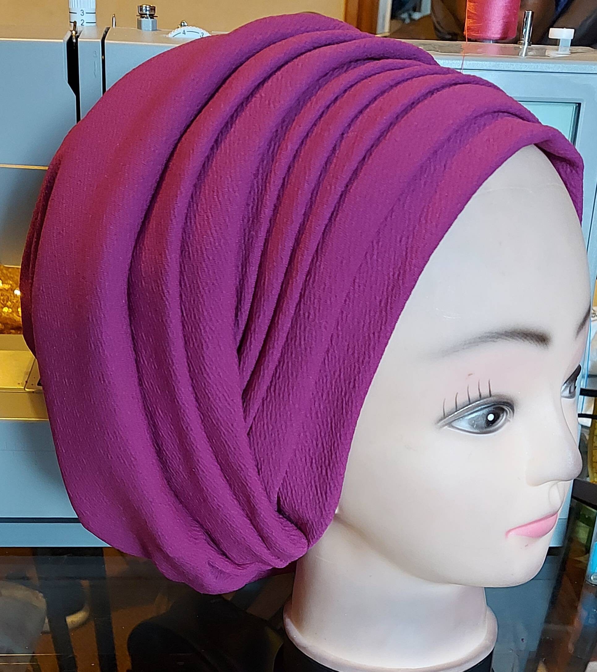 Premium Autogele Turban Cap, Fuschsia Purple Auto Gele, African Nigeria ...