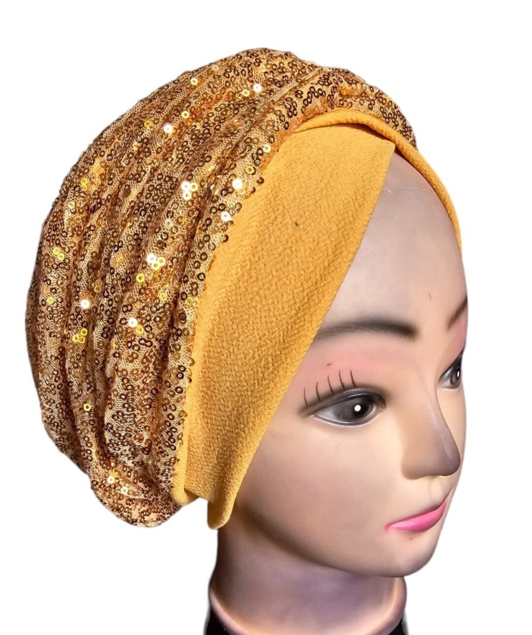 African Auto Gele, Premium Sequence Cap,turban Cap for Women, Instant ...