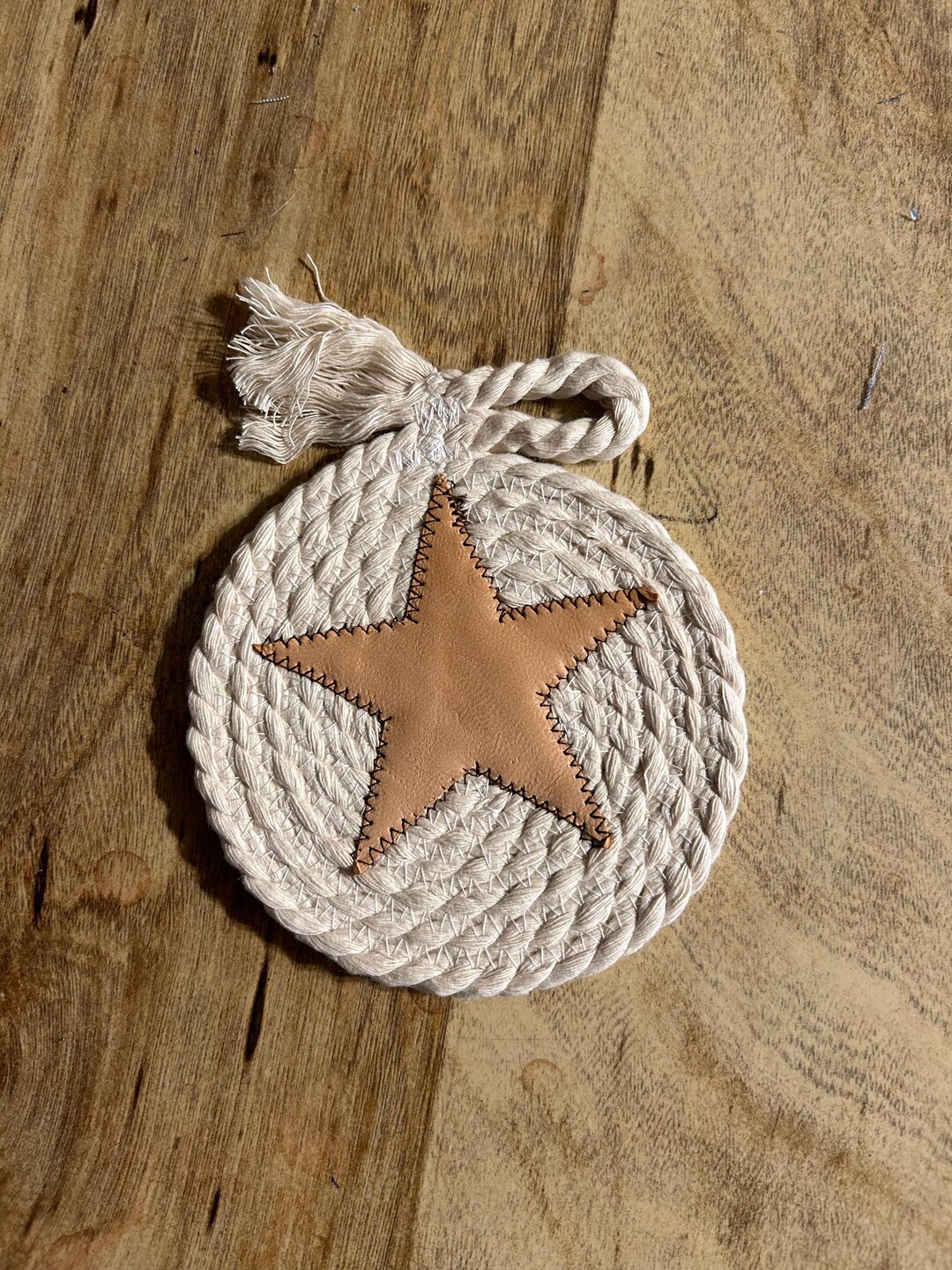Cotton Rope Coasters and Hot Pads With Leather Trim - Etsy