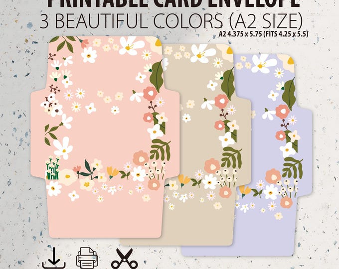 DIY Envelope Kit - Printable Template With Floral Patterns - Easy Cut ...