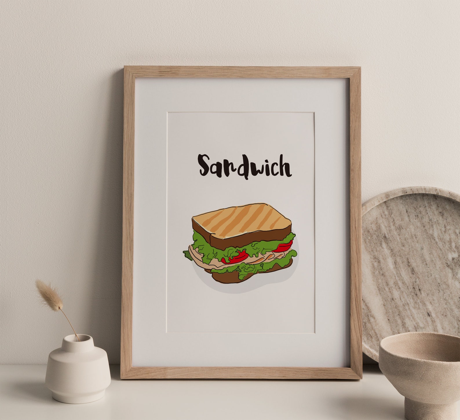 Sandwich Printable Poster, sandwich Wall Art, Sandwich Illustration ...