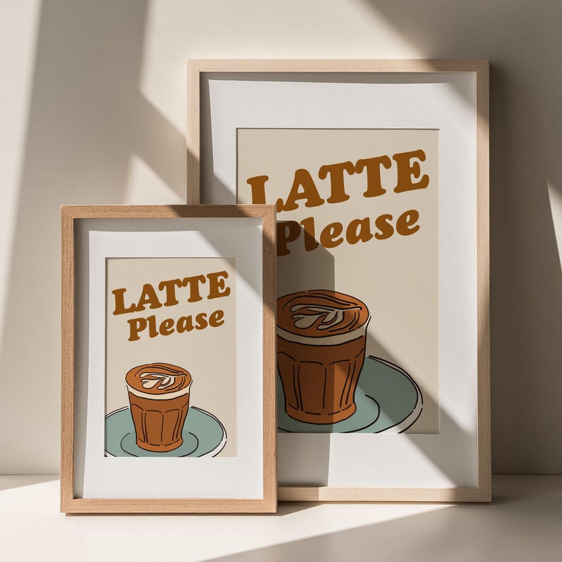 Latte Please Poster - Aesthetic Coffee Wall Art for Café, Kitchen or ...