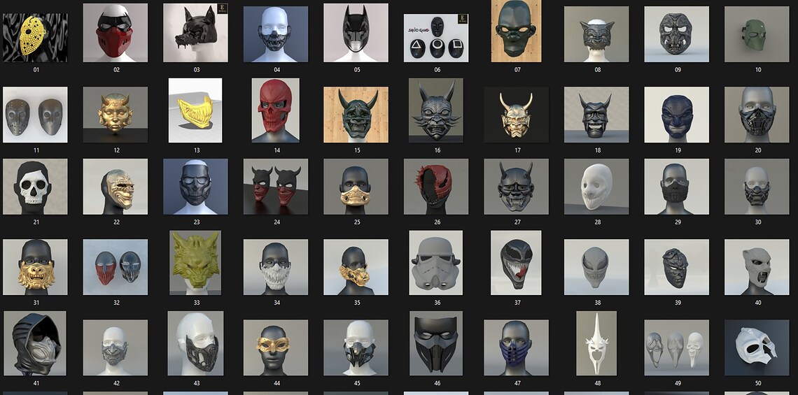100 Cosplay Masks for 3D Printing 3D STL Files Masks Pack STL Pack ...