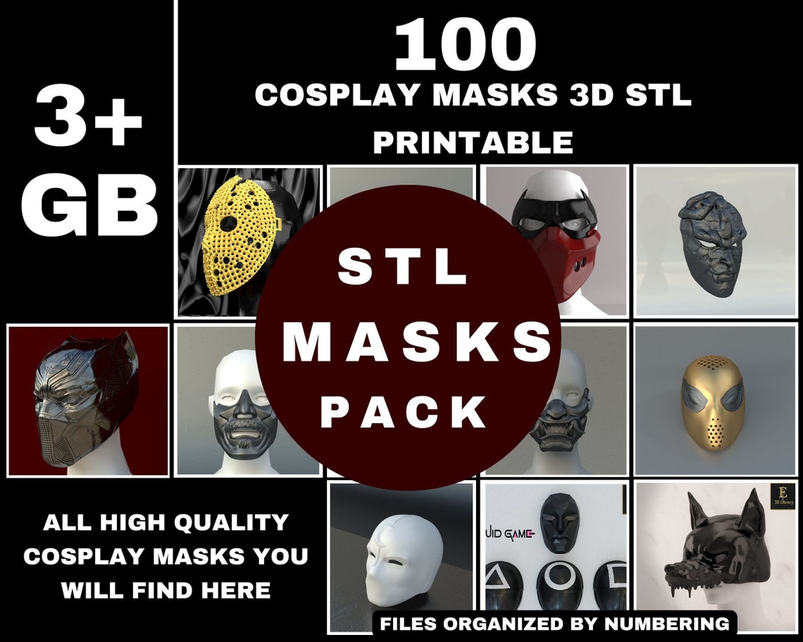 100 Cosplay Masks for 3D Printing 3D STL Files Masks Pack STL Pack ...