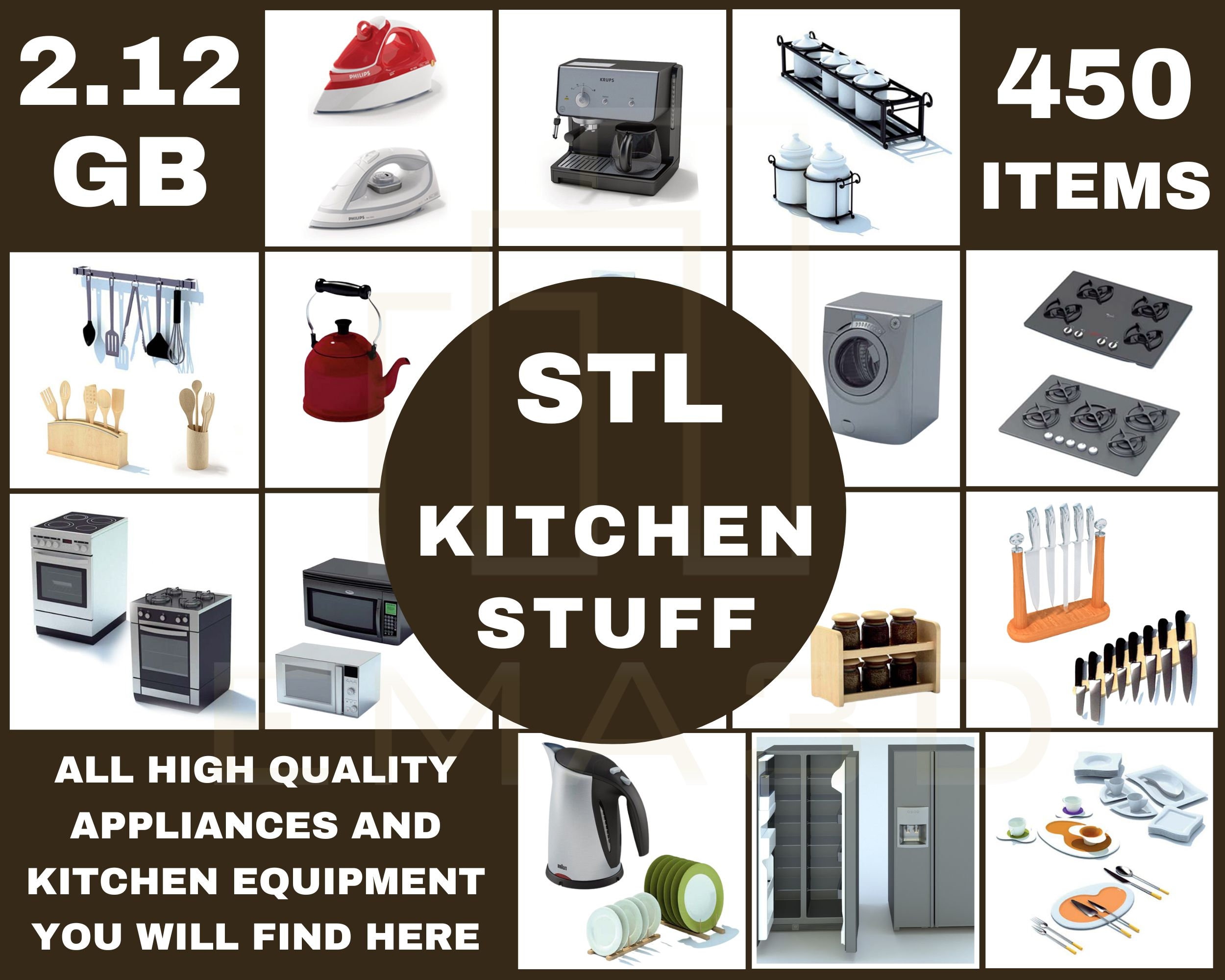 2GB STL Kitchen Stuff Pack - Dollhouse Miniature- 3d Washing Machine ...