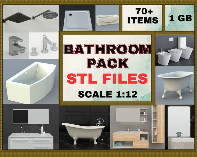 70+ Items STL Bathroom Pack -1/12 Scale- Dollhouse Miniature- Stl WC ...