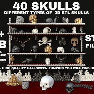 Skull Stl -40 3d Skulls - 4.7 GB- Halloween Skulls for 3D Printing - 3D ...