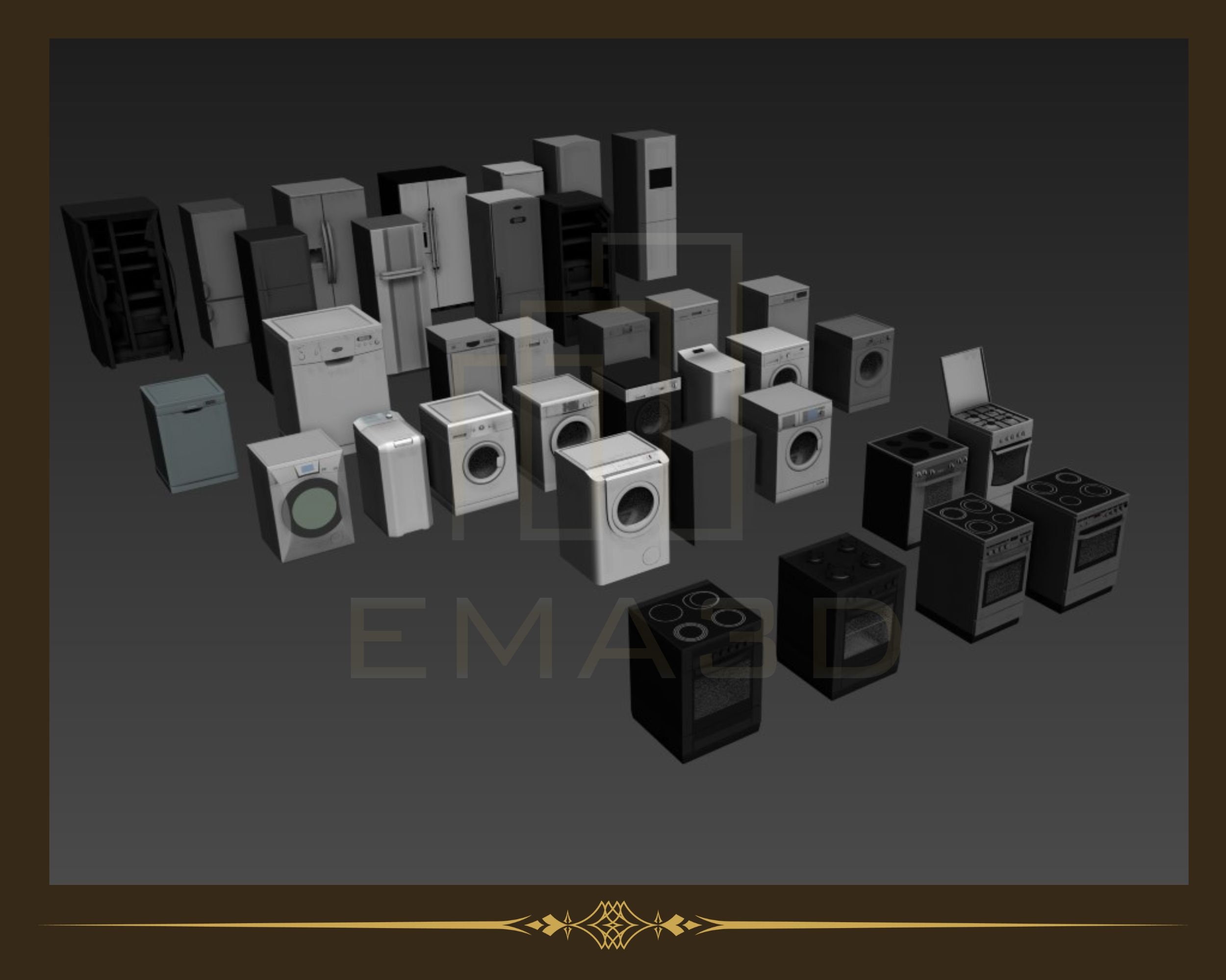 Kitchen Stuff Pack and Furniture Pack Dollhouse Miniature 3d Utensils ...