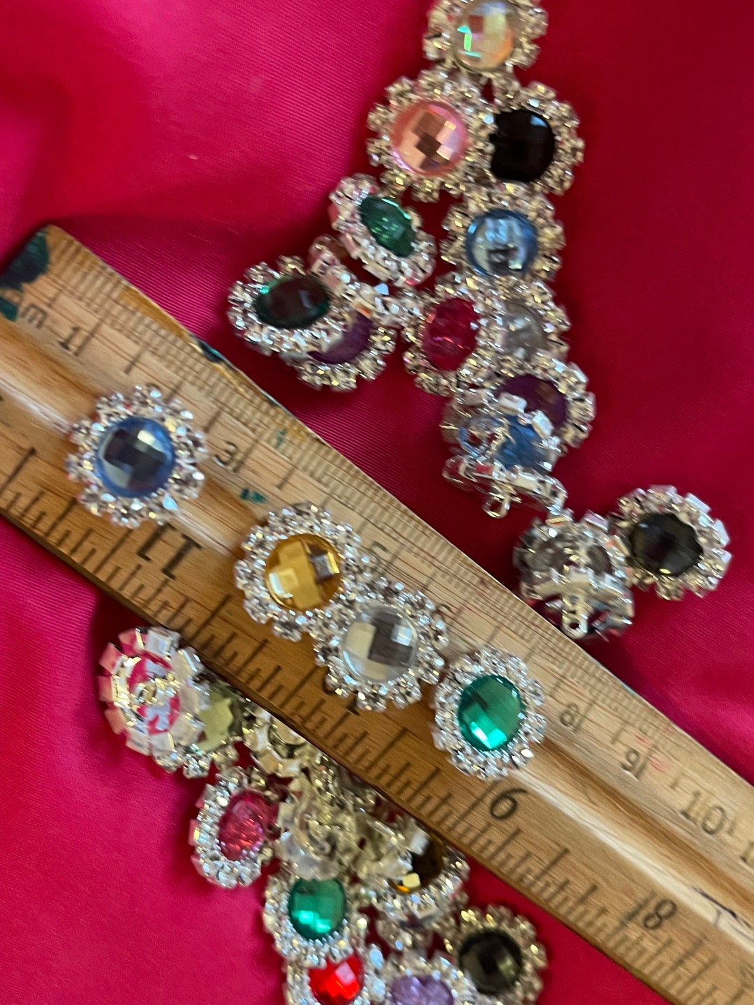 4 Count 10mm Rhinestone Buttons, Gemstone Buttons 12 Stone Buttons ...